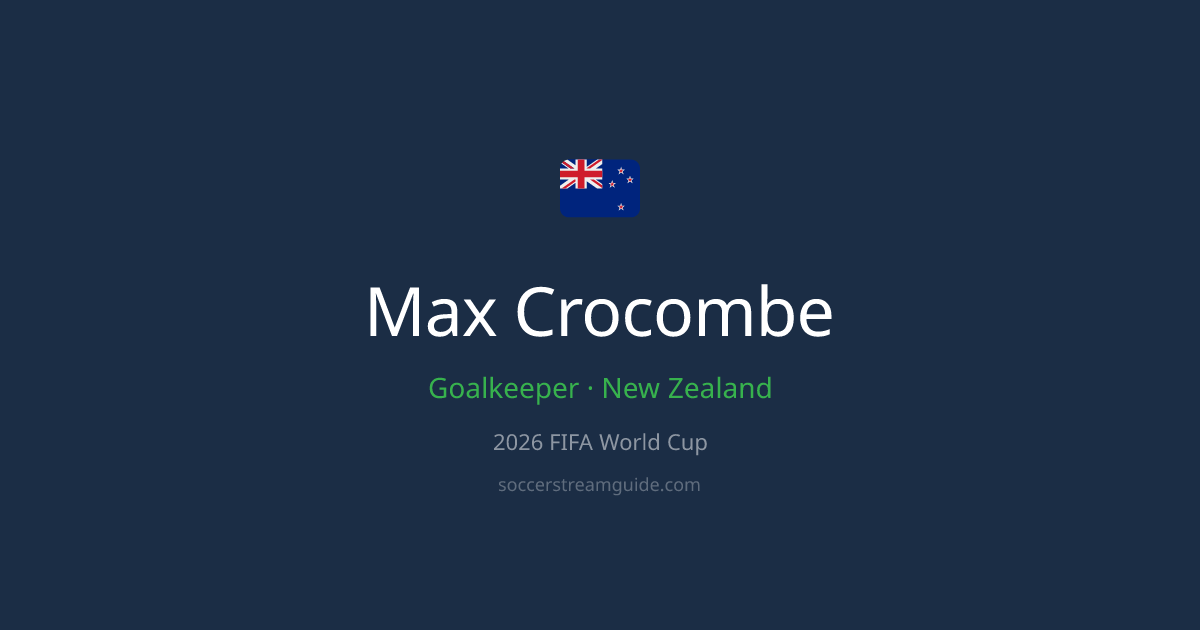 Max Crocombe — New Zealand World Cup 2026 | Soccer Stream Guide